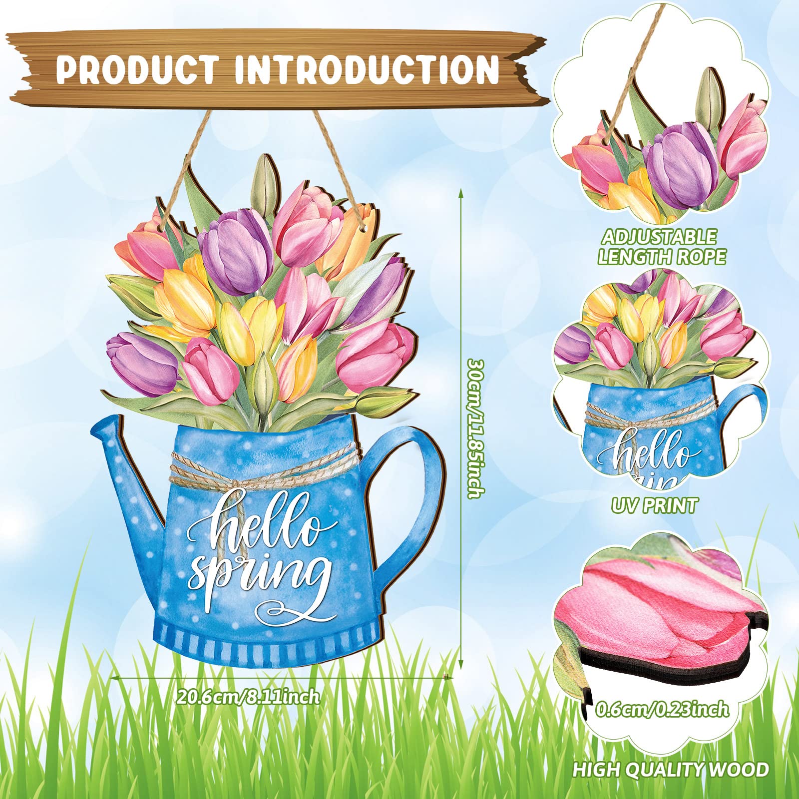 Snapklik.com : Spring Flower Door Sign Spring Door Decor Hello Spring ...