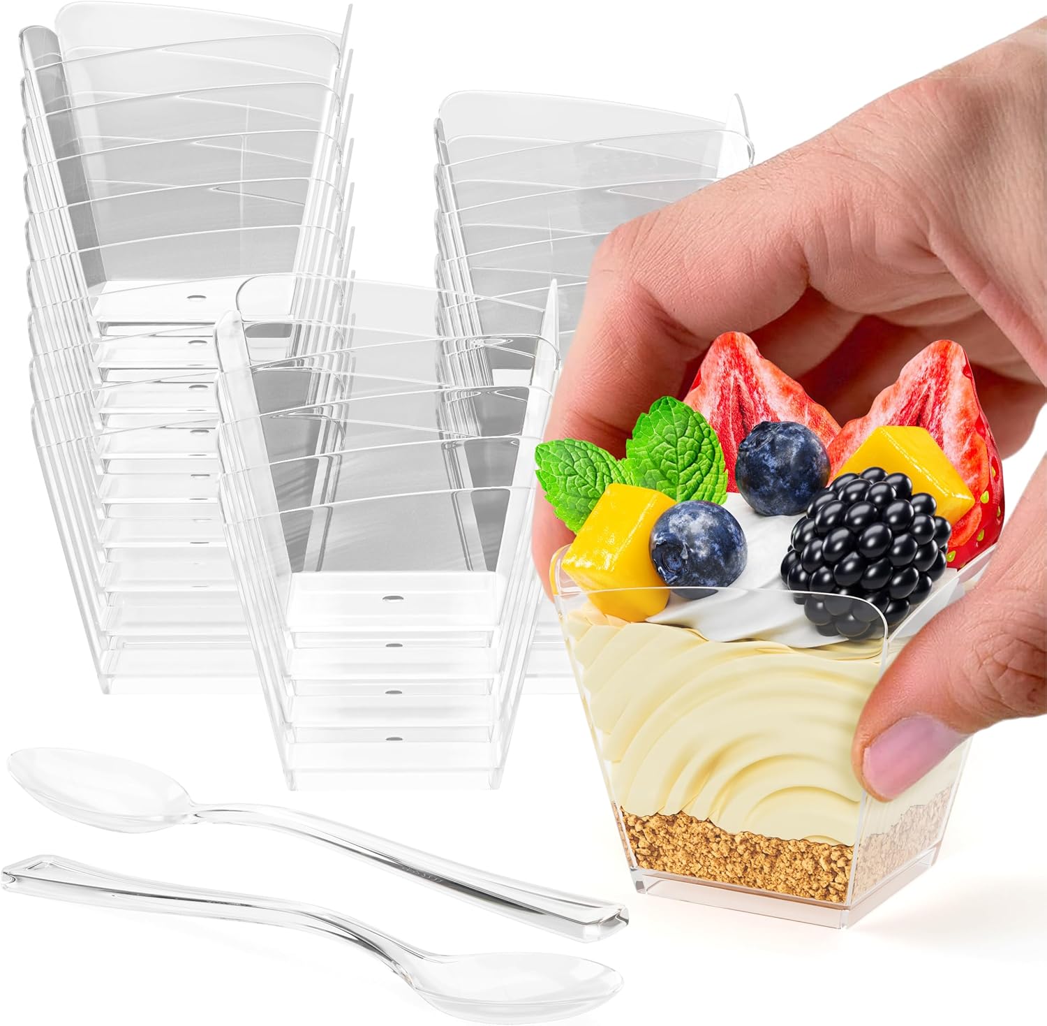 Amazon.com | Exquisite Mini Dessert Cups with Spoons 196 pcs - 3.1 Oz ...