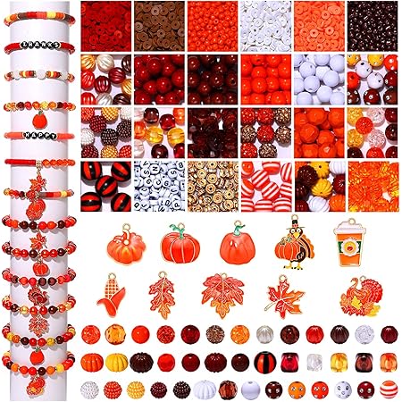 Amazon.com: 2800PCS+ Fall Beads Charms for Jewelry Making, Thanksgiving ...