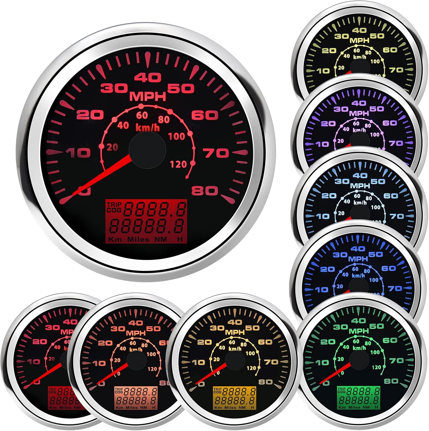 Amazon.com: Geloo 85MM Boat GPS Speedometer Gauge - MPH & KM/H ...