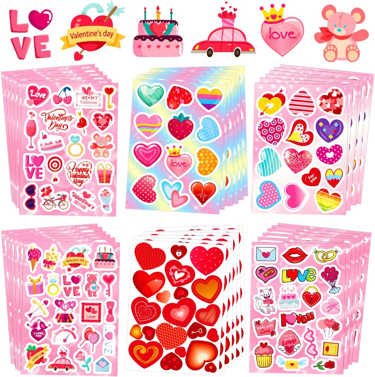 Amazon.com: FEBSNOW Valentine Day Stickers, 120 Sheets Valentine ...