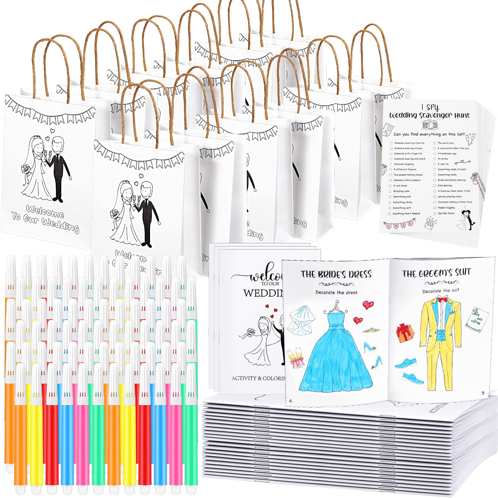 Amazon.com: Gueevin 48 Pcs Wedding Activities for Kids Coloring Books ...