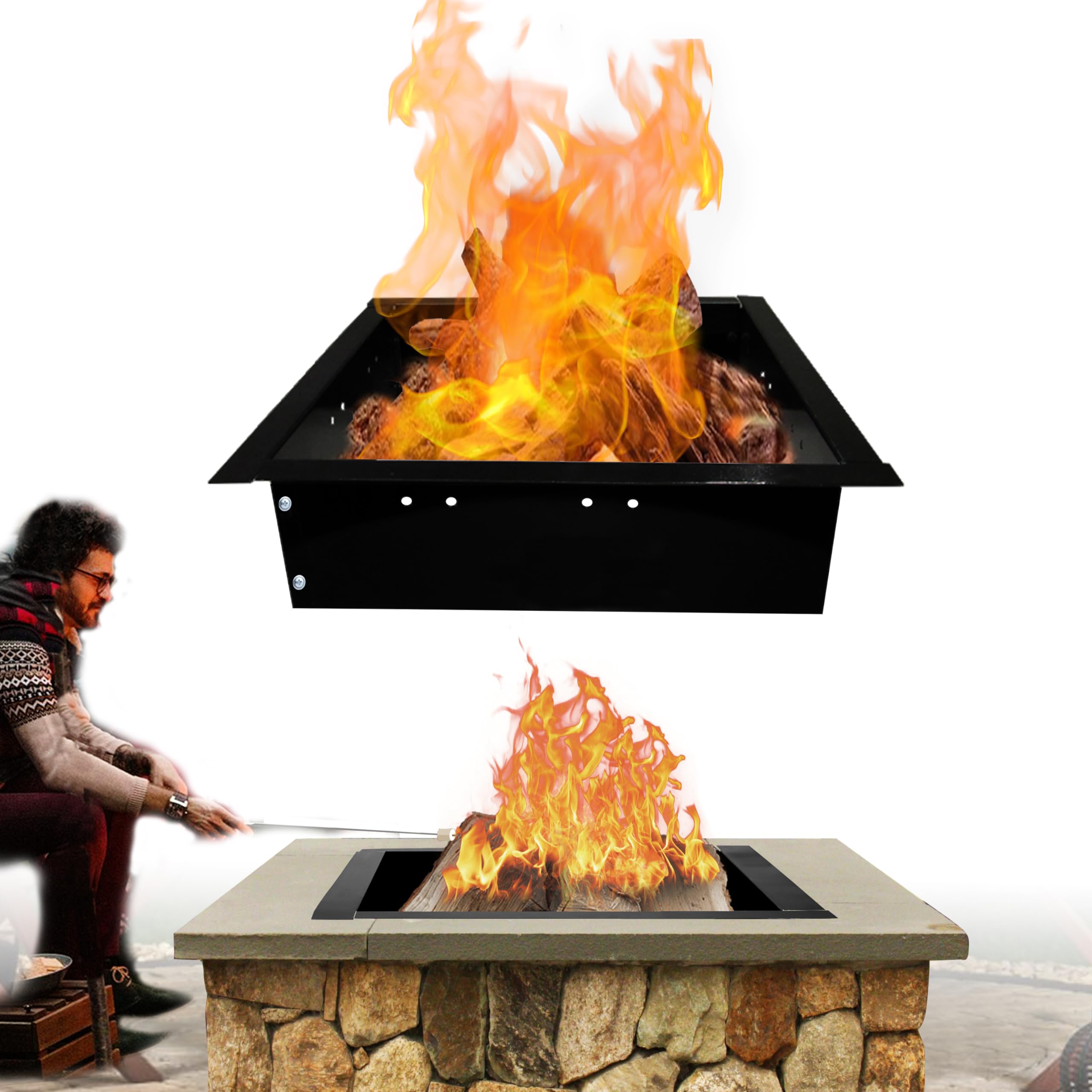 Amazon.com: Simond Store Smokeless Firepit Ring Insert Square - 29" OD ...