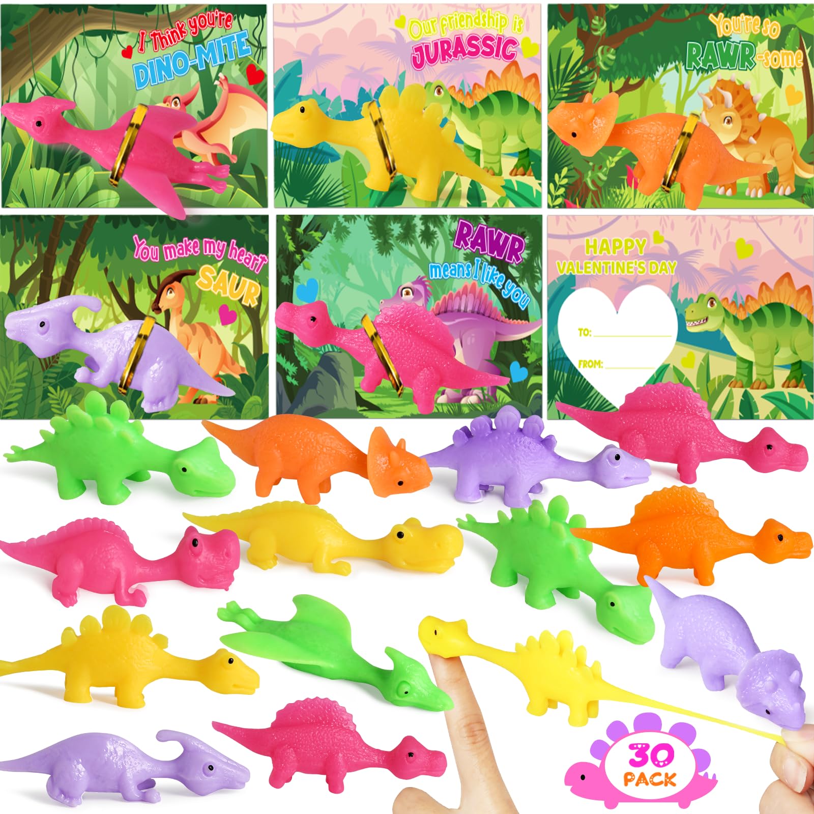 Snapklik.com : Valentines Day Cards For Kids School, 30 Pack Dinosaur ...