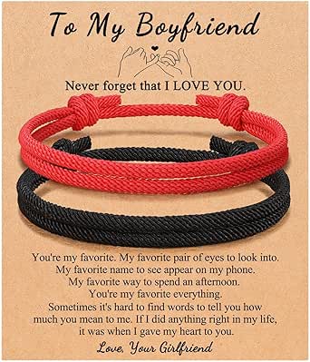 LIAN Adjustable Rope Couples Bracelets Promise Bracelets Boyfriend ...