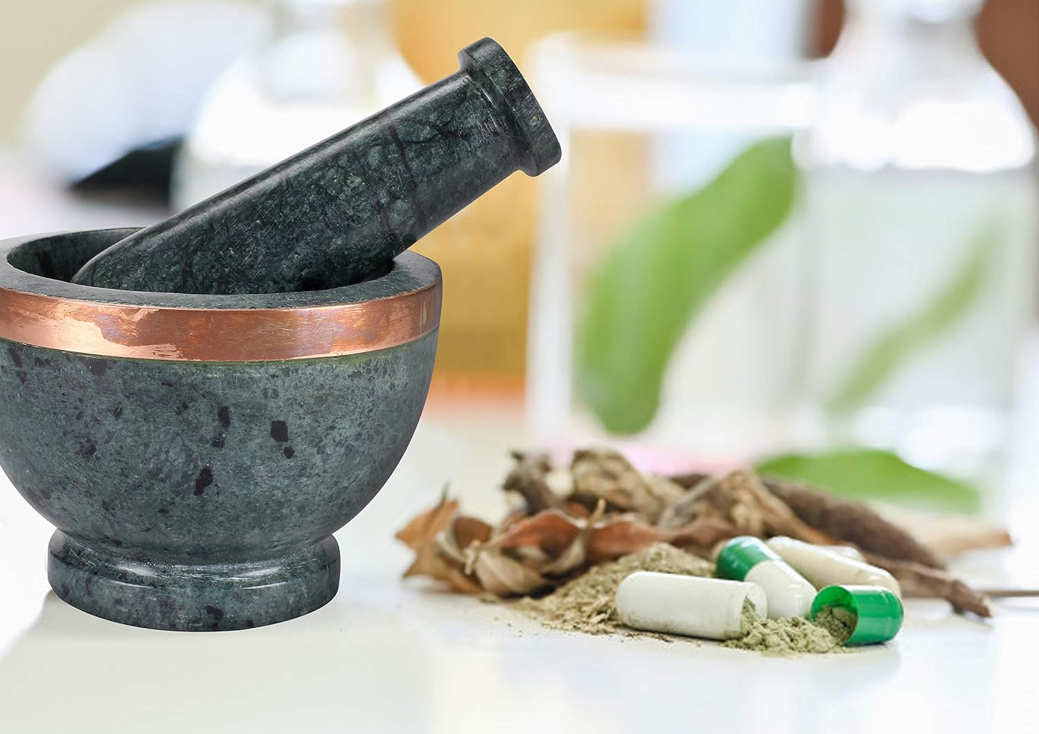 Amazon.com: Winlay Handcrafted Spider Green Marbal Stone Mortar and ...