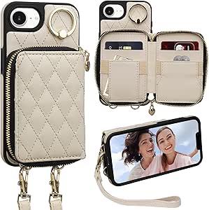 Amazon.com: Keallce for iPhone 16e 6.1'' Wallet Case, Crossbody Zipper Purse with Wristlet for ...