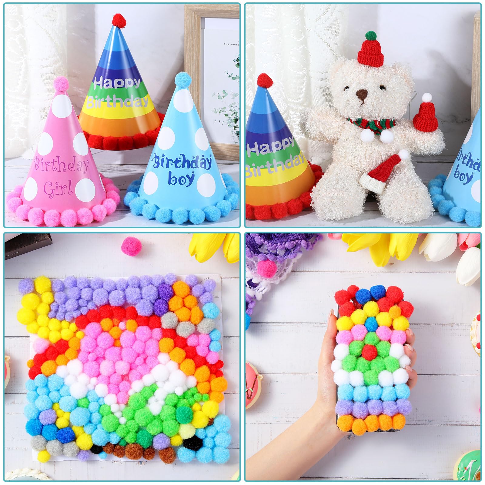 Snapklik.com : 10000 Pcs Multicolor Pom Poms For Crafts 1 Cm Fuzzy ...