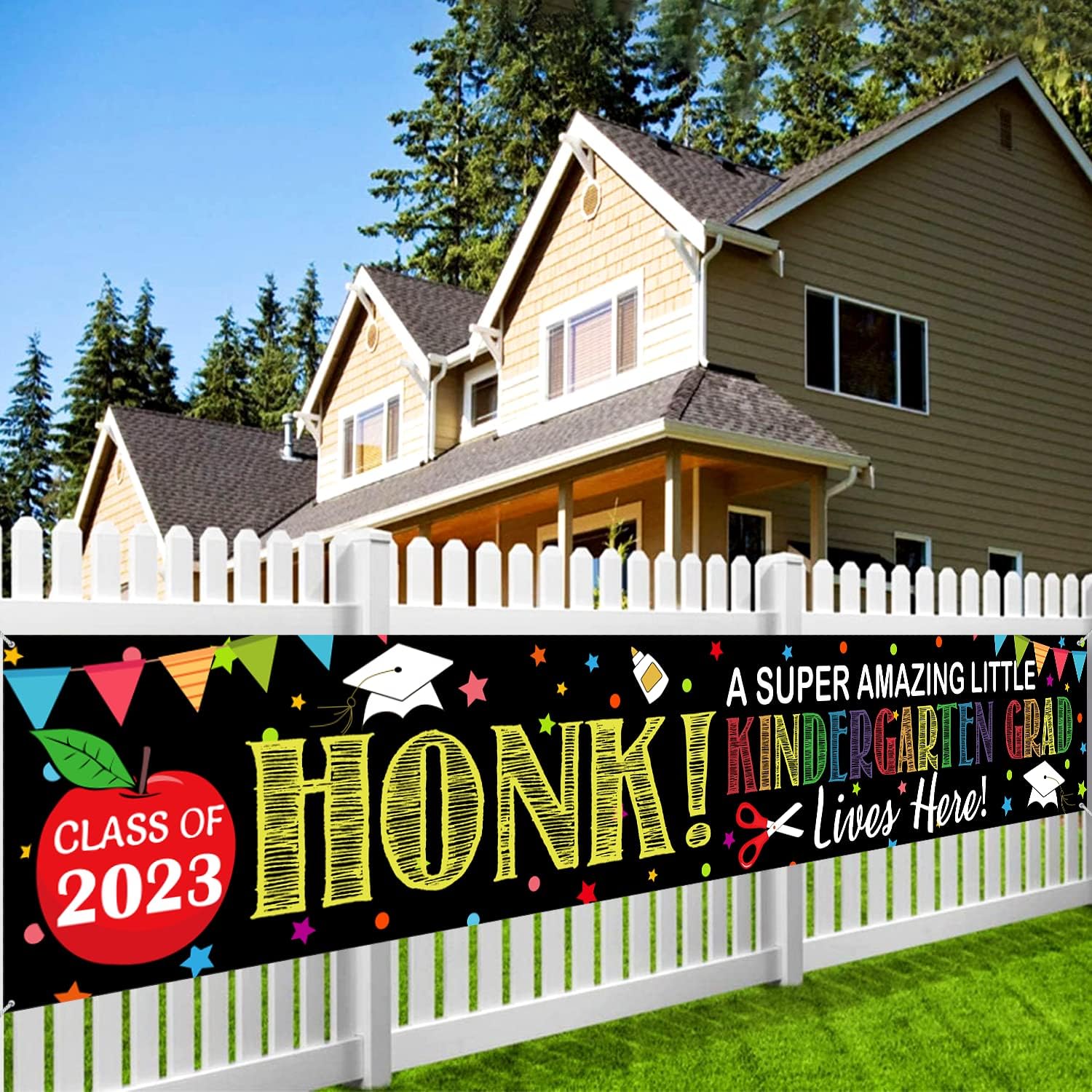 Amazon.com : Kindergarten Graduation Banner, 9.8 x 1.6 Ft Kindergarten ...