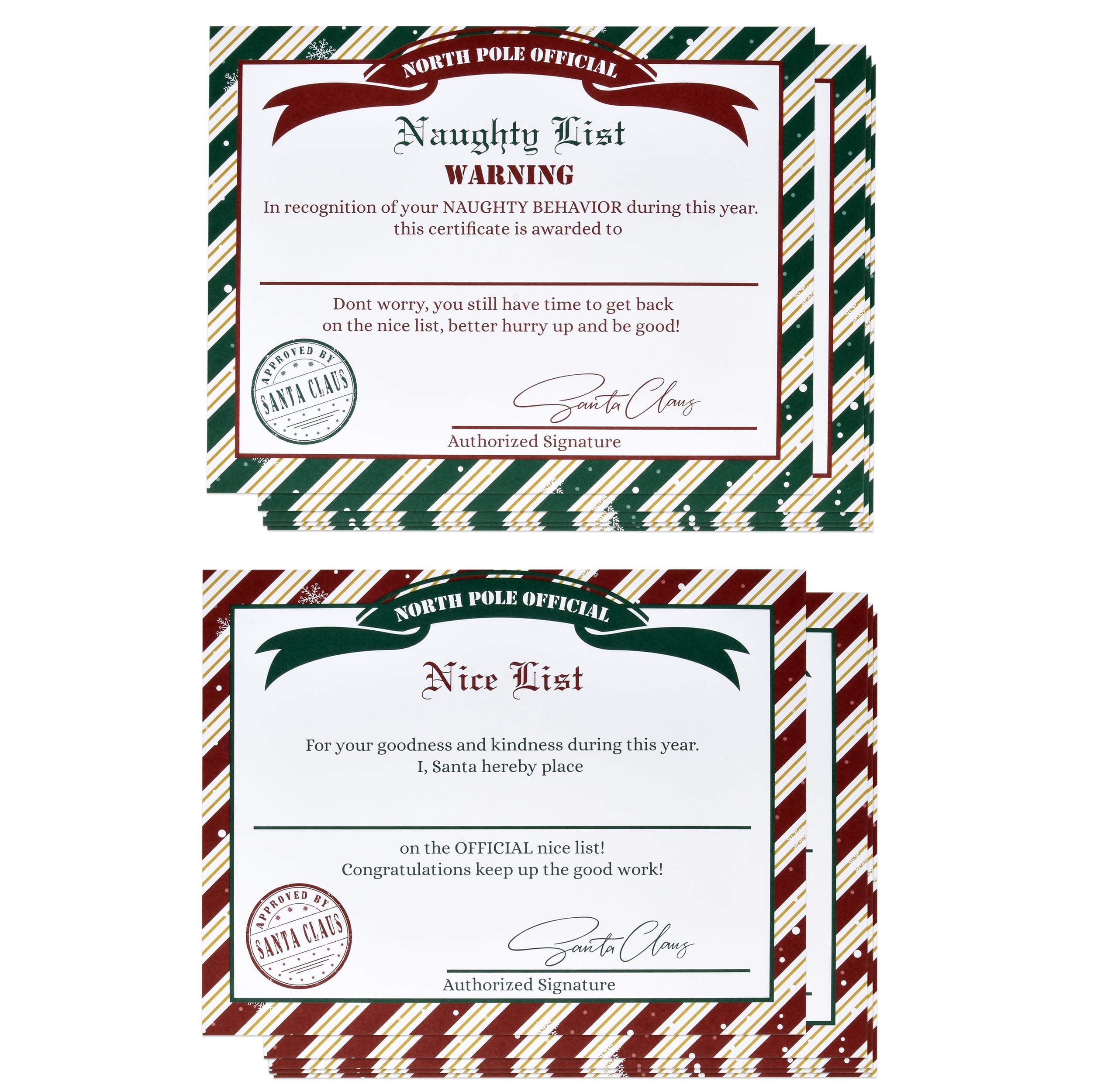 Amazon.com : Gift Boutique Nice and Naughty List Certificates 60 Pack ...