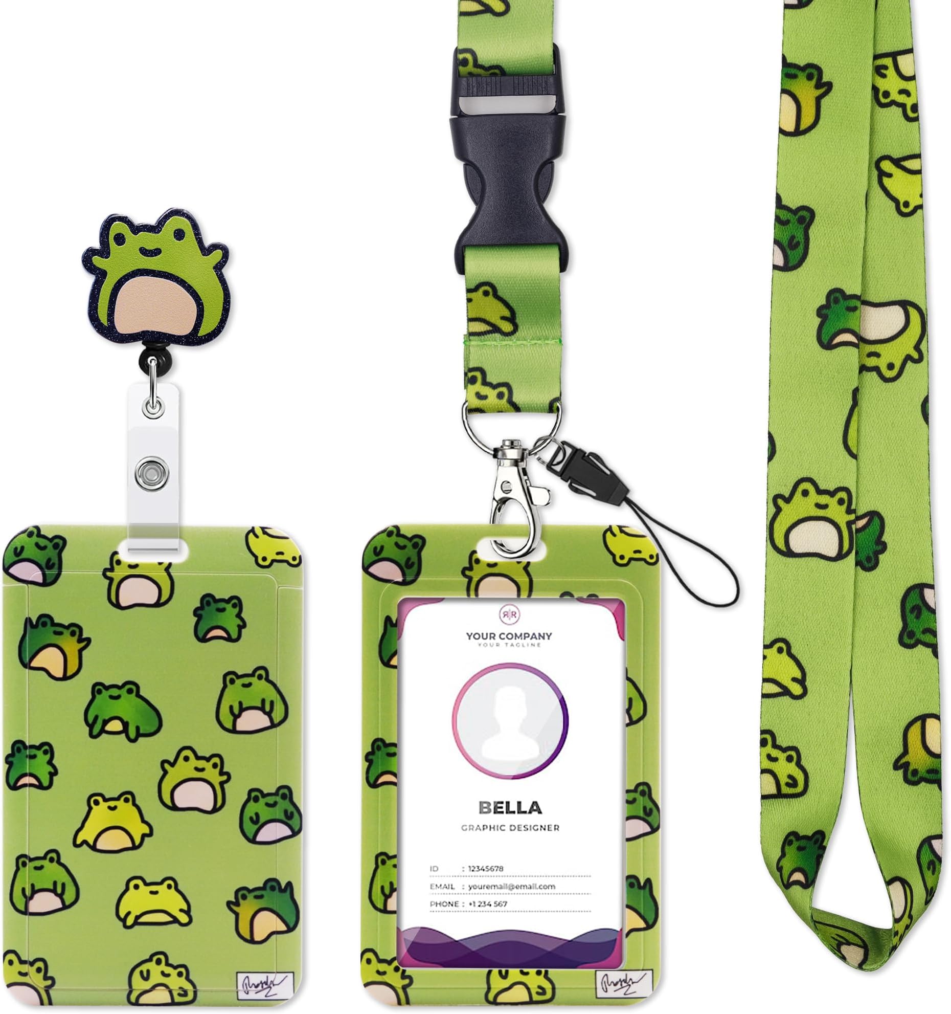 Amazon.com : ID Badge Holder with Lanyard and Retractable Reel Clip ...