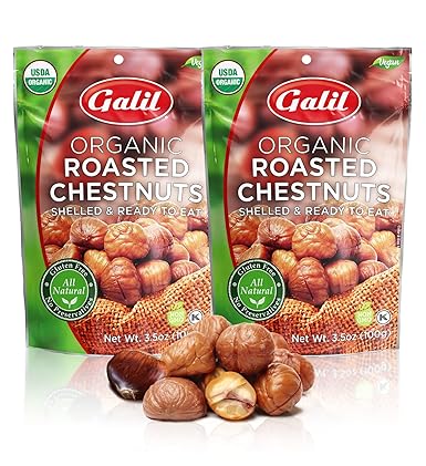 Amazon.com : Galil Organic Roasted Chestnuts Pack of 2 - Shelled ...