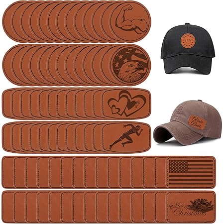 Amazon.com: 60 Pcs Blank Leatherette Hat Patches with Adhesive Rustic ...
