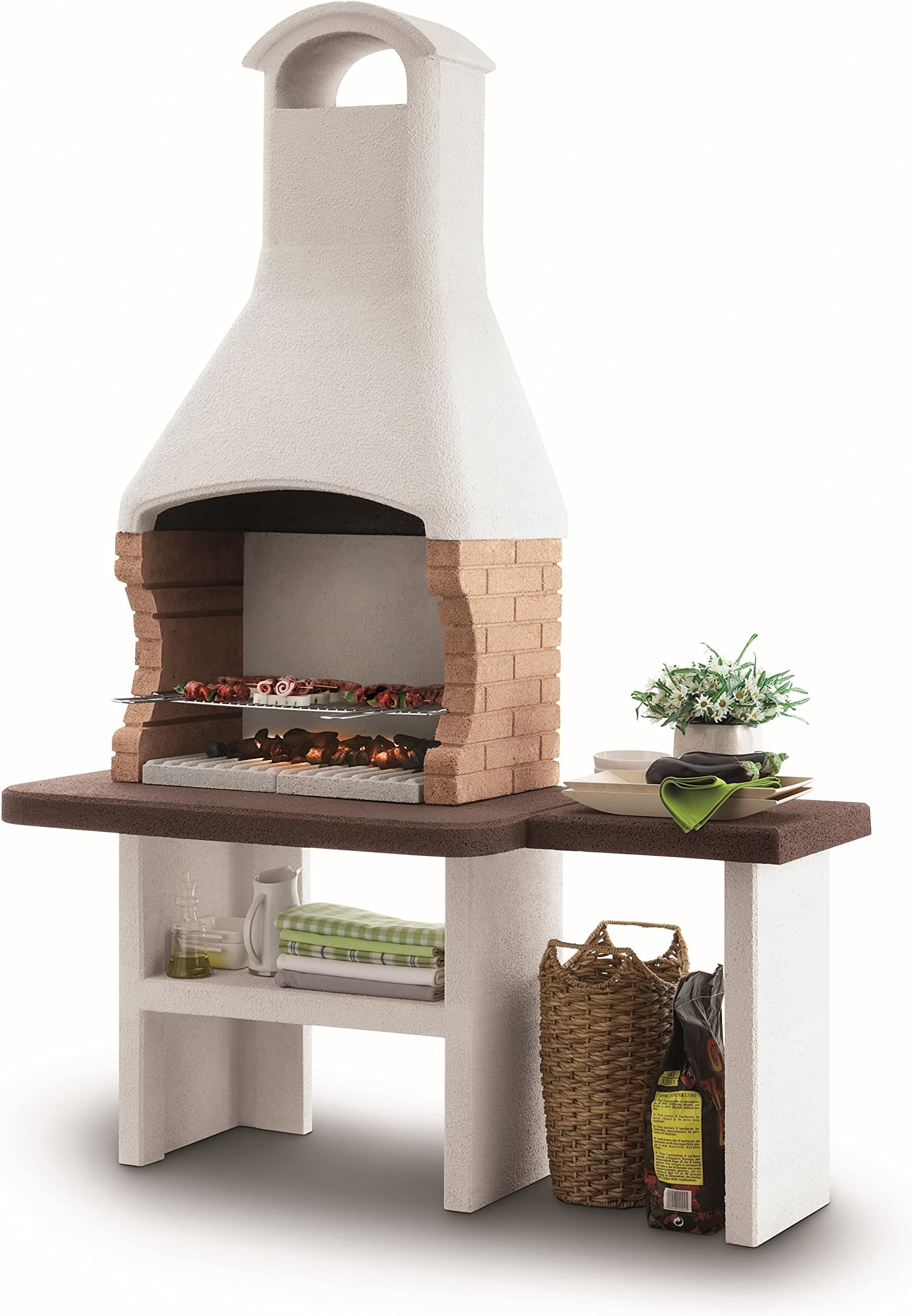 Stone Masonry Barbecue BBQ With Grill and Side Tables : Amazon.co.uk ...