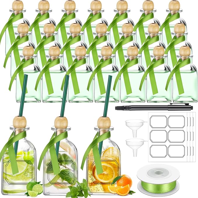 Amazon.com: Hushee 24 Pcs Shot Glass Patron Bottles with Cork Straw ...