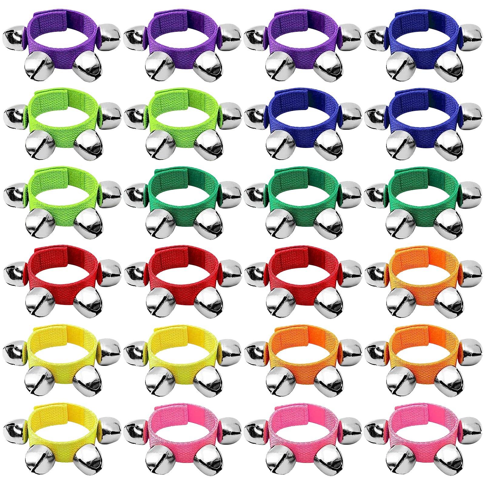 Snapklik.com : 24Pack Band Wrist Bells 8 Colors Jingle Bell Percussion ...