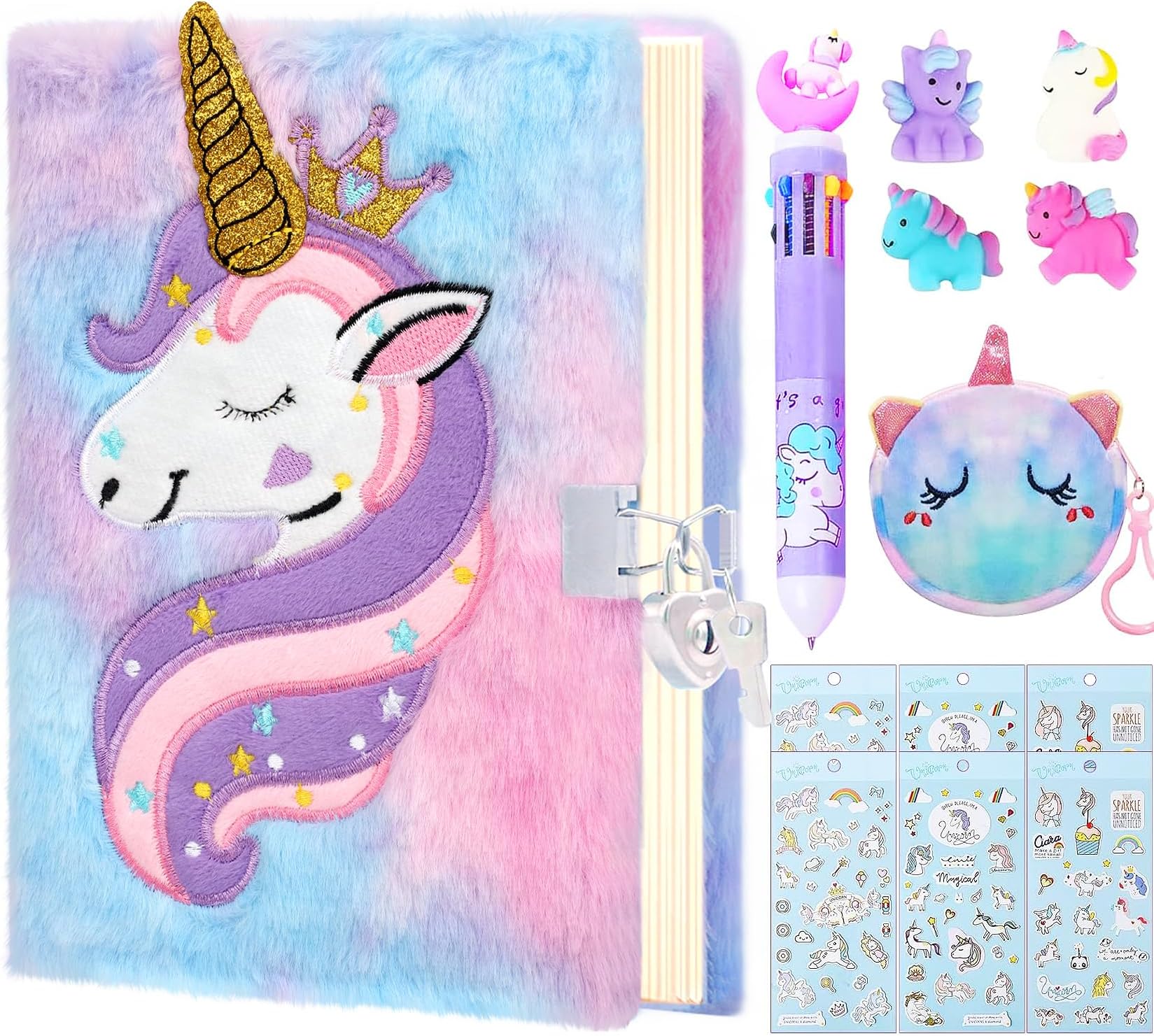Amazon.com: Qilery 115 Pcs Unicorns Diary for Girls with Lock and Keys ...