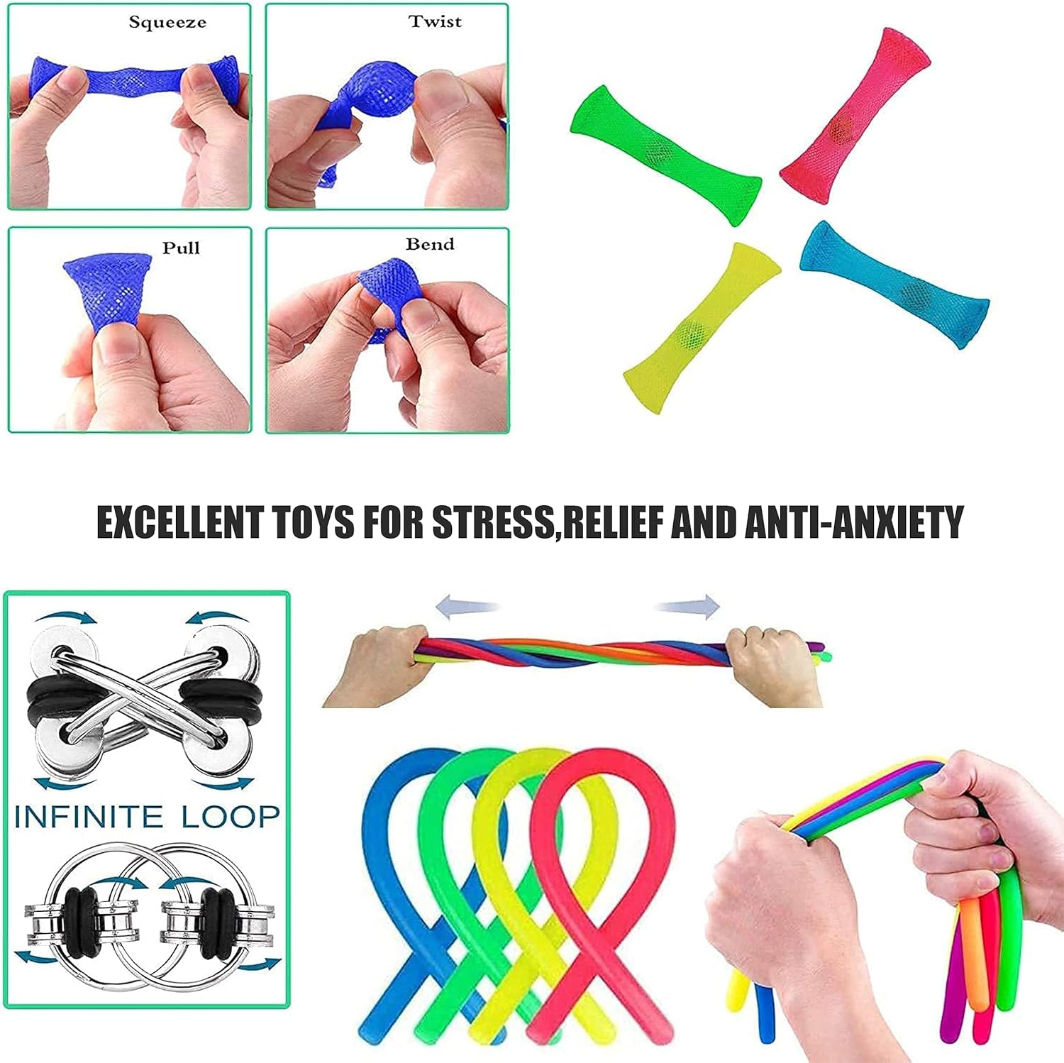 DOCOO Fidget Toy Set,Fidget Packs Sets 23Pcs Mochi Sensory Toys,Fidget ...