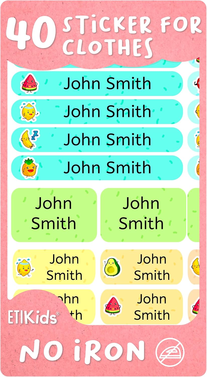 Amazon.com : 40 Personalize Name and Icon Stickers, No-Iron. Great for ...