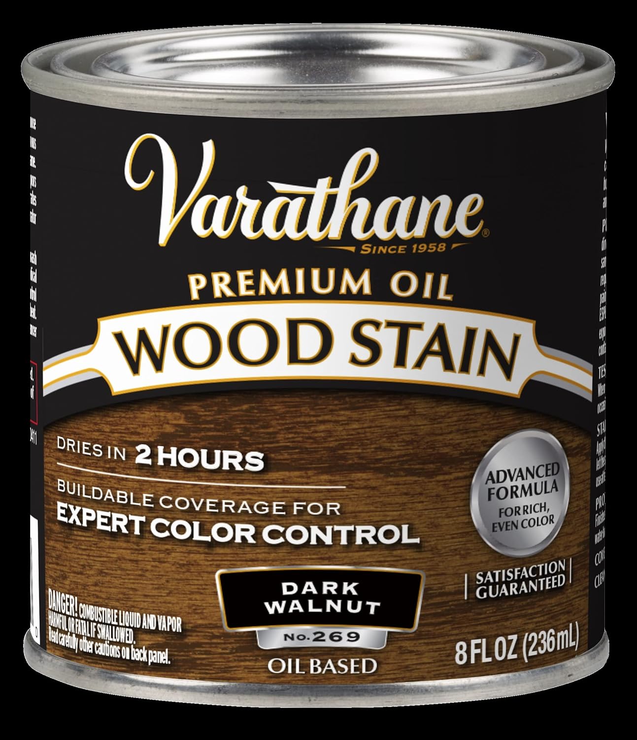 1/2 pt Rust-Oleum 211807 Dark Walnut Varathane Oil-Based Interior Wood ...