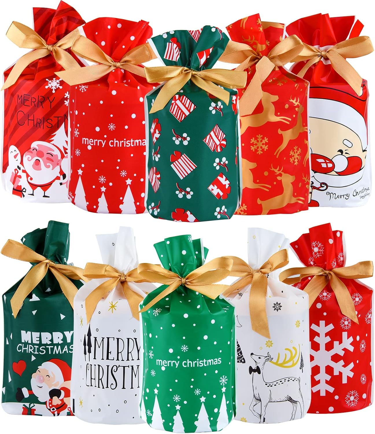 Morcheiong 50pcs Christmas Drawstring Bags Christmas Gift Candy Bags ...