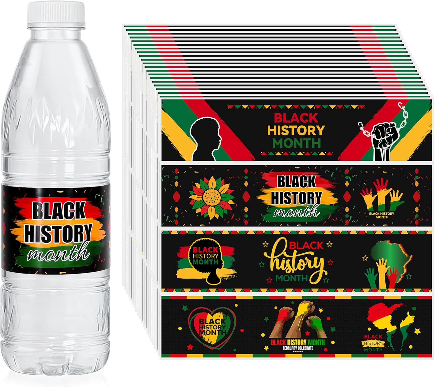 Amazon.com: 140 Pcs Black History Month Water Bottle Labels, 8.6" x 2 ...