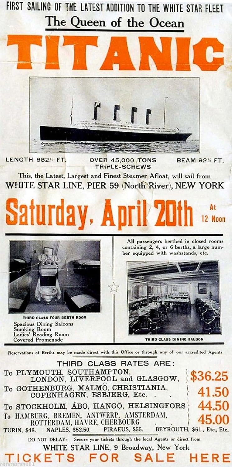 Magnet 1912 Titanic White Star Maiden Voyage Largest Liner ...