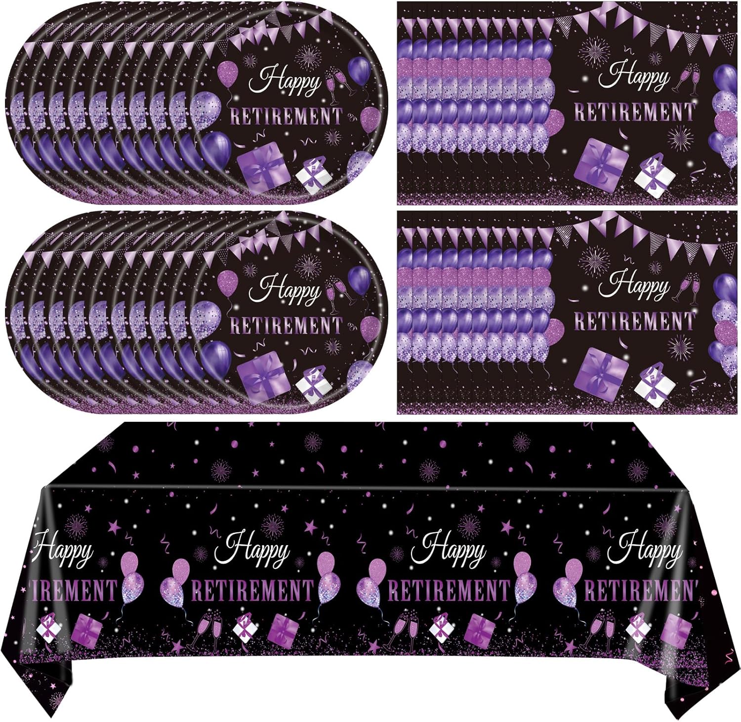 Amazon.com: 41Pcs Purple Retirement Party Decorations, Happy Retirement ...