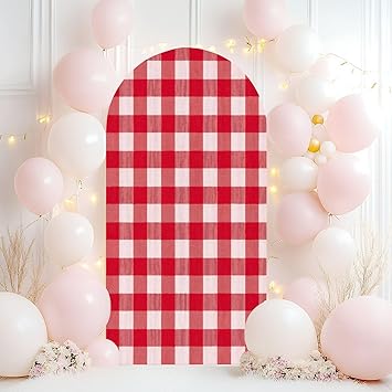 Amazon.com : Wedding Arch Backdrop Cover 6.6FT red Plaid Checkered ...