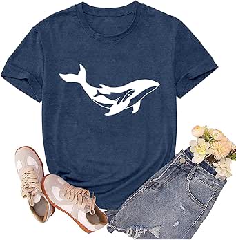 sallrue Whale Shirts for Women Whale Lover Tshirts Ocean Animal Tshirt ...