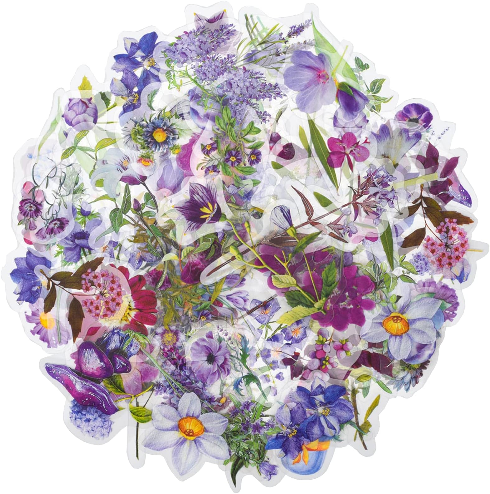 Amazon.com: 40 Pcs Plants Floral Stickers Transparent Flower Stickers ...