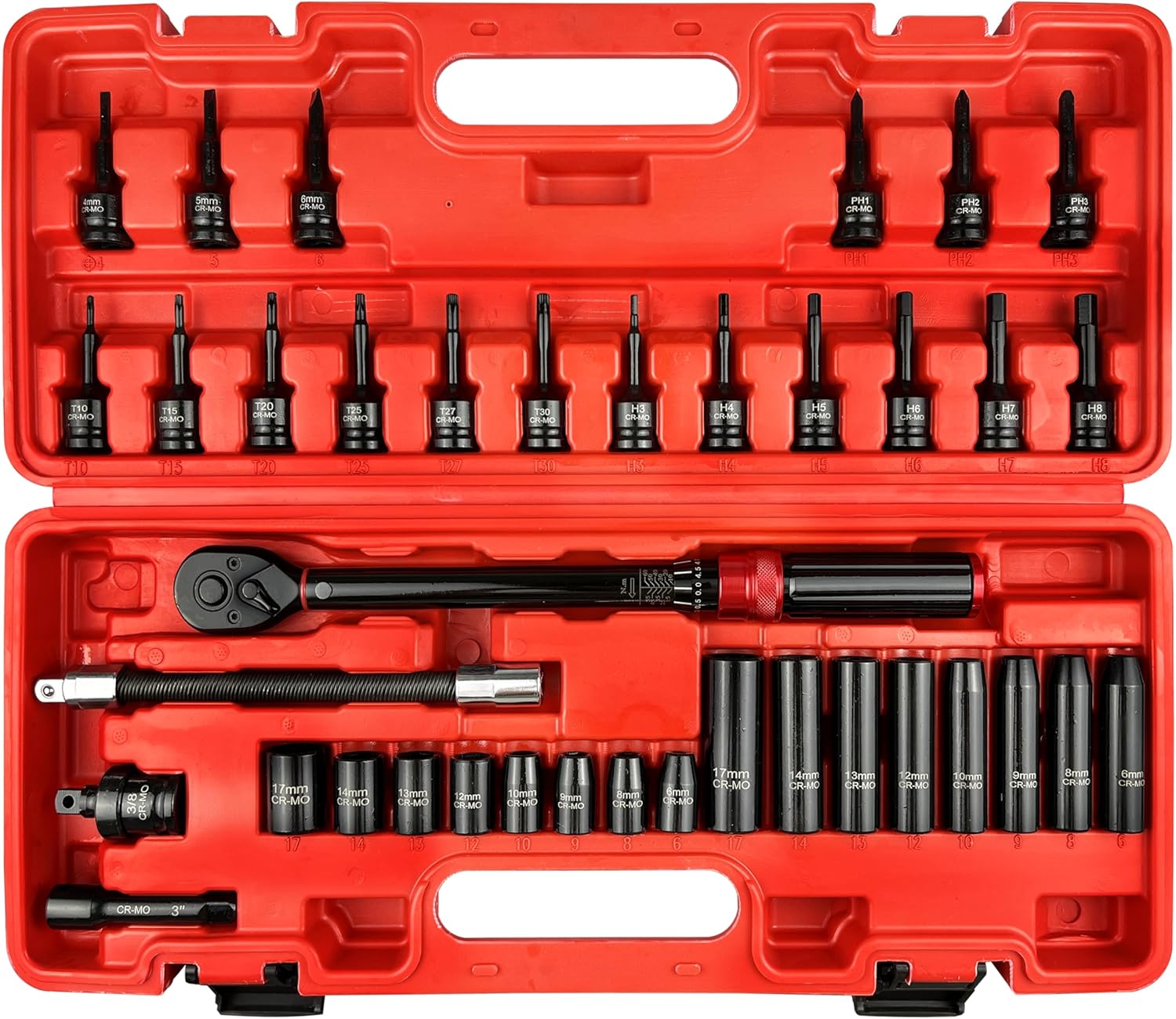 Amazon.com: EACELIY 38Pcs 3/8" Deep and Shallow Impact Socket Set,Torx ...