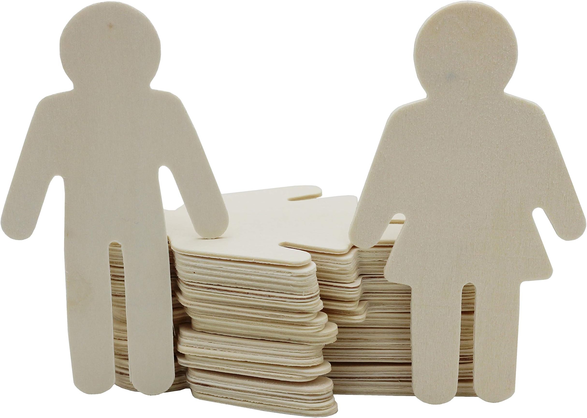 Amazon.com: Barydat 60 Pcs People Shaped Wood Cutouts 5.5 x 2.4 Inch ...