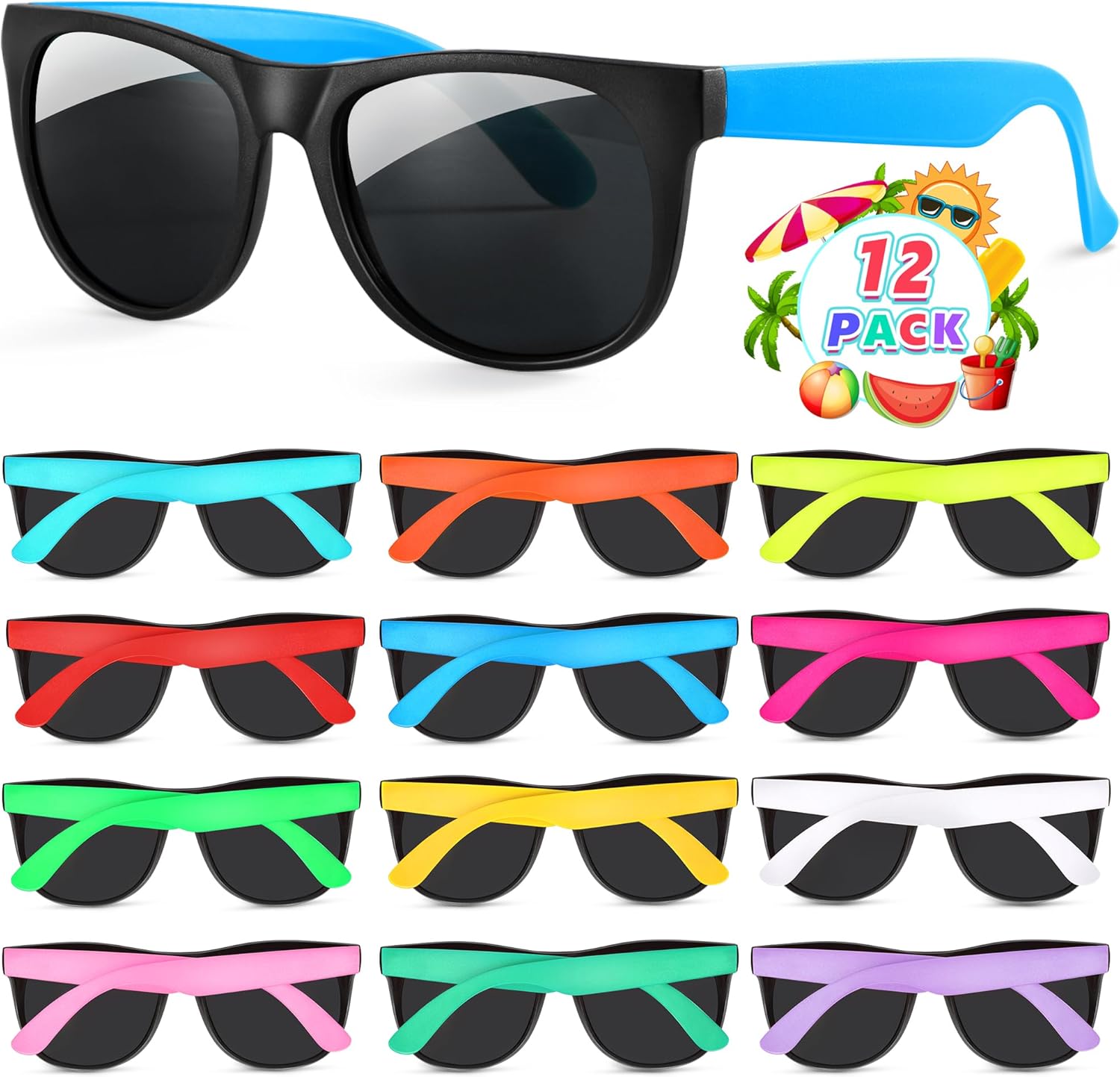 YADIYA Kids Sunglasses Bulk, 12Pack kids sunglasses party favors, 80s ...