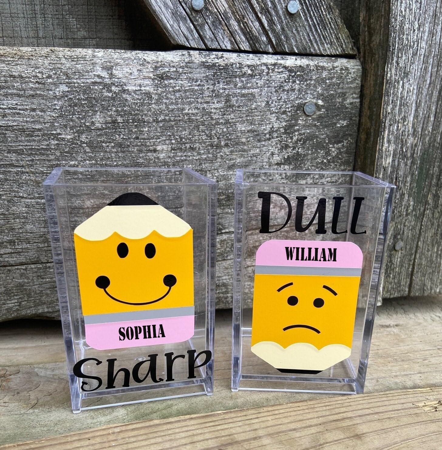 Amazon.com: LOGGOL Personalized Sharp Dull Pencil Holders Teacher with ...