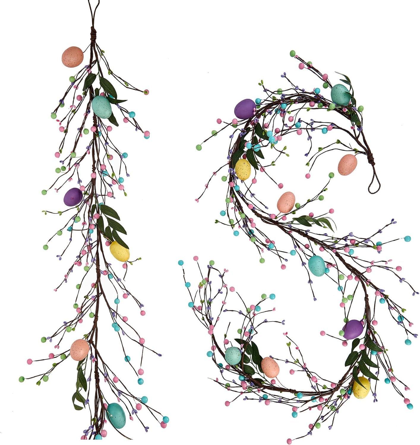 Amazon.com: 6 FT Easter Egg Garland, Artificial Easter Berry Garland ...