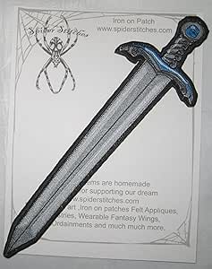 Spider Stitches Huge Sword Heraldic Heraldry Iron on Patch Broadsword ...