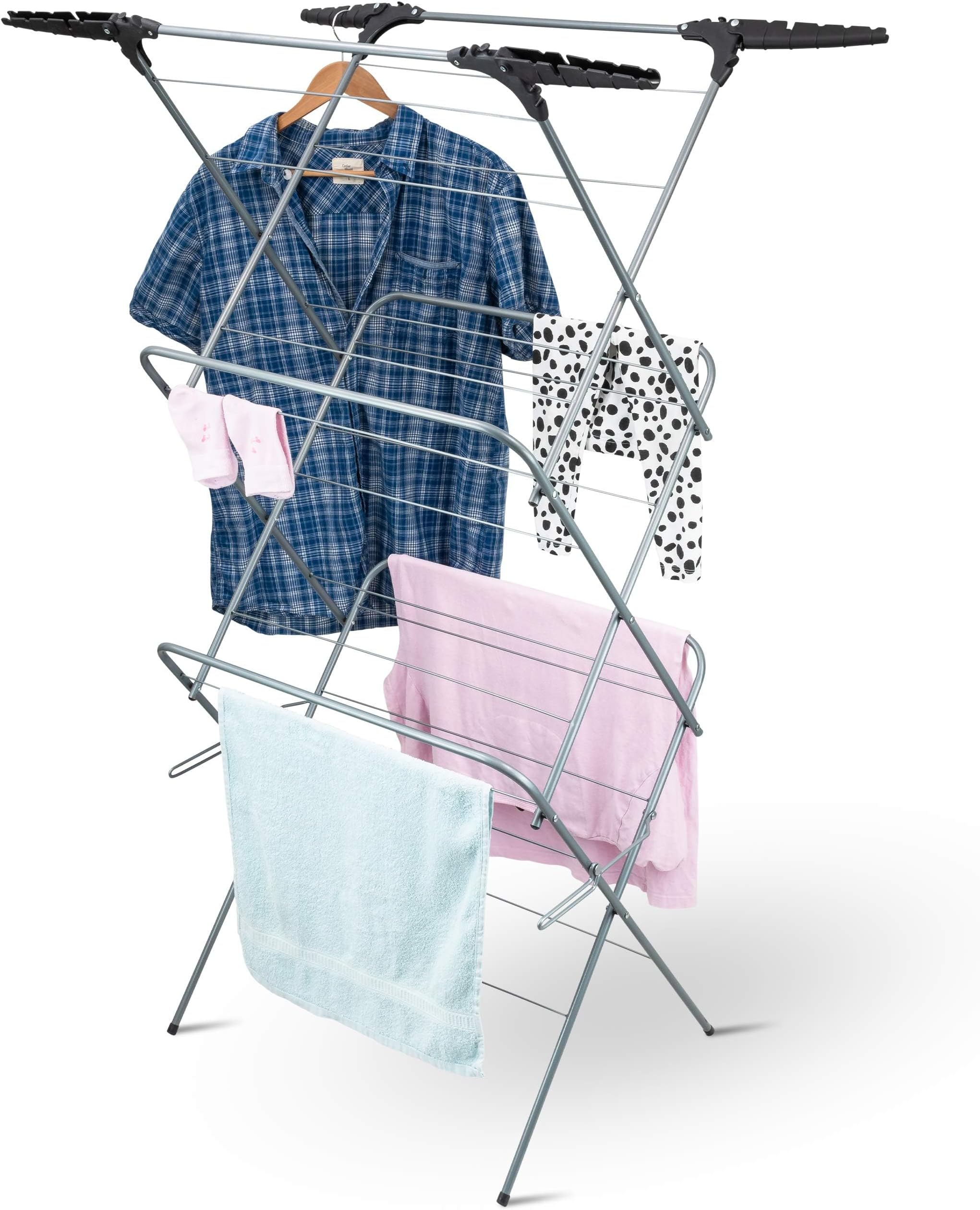 MAECENA Clothes Drying Rack, 3 Tier Indoor Clothes Airer, Non Slip ...