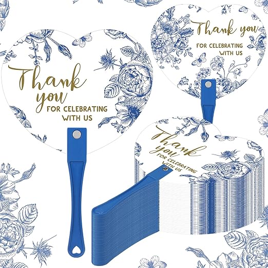 Amazon.com: Burbell 50 Pcs Wedding Hand Plastic Fans Something Blue ...