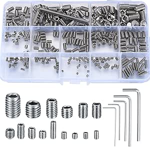 300 Stück Madenschrauben Set, Gewindestifte Inbusschraube Sortiment Kit, M2.5 M3 M4 M5 M6 M8 ...