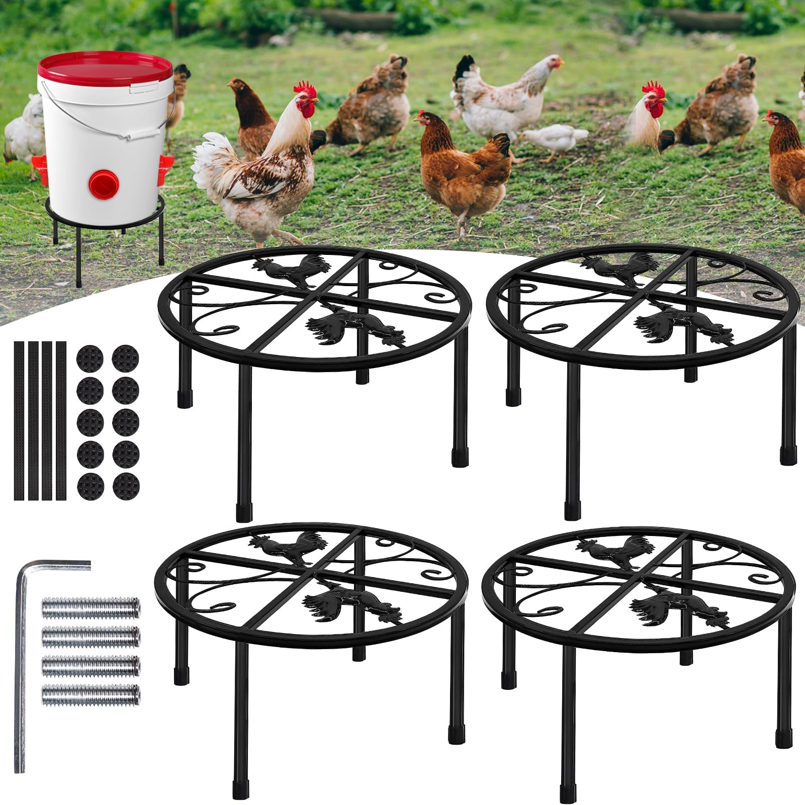 Amazon.com : DETODDA Metal Stand for Chicken Feeder Waterer, 4 PCS ...