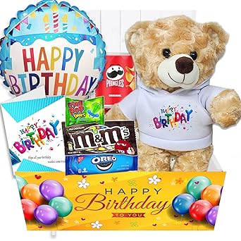 Amazon.com: Birthday Gift Basket | Care Package for kids w/Teddy Bear ...