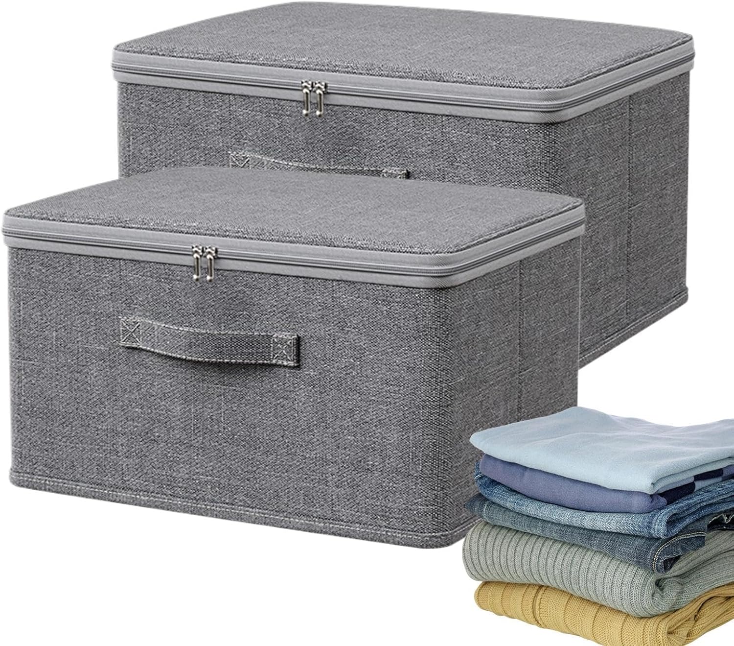 Amazon.com - Fabric Storage Boxes With Zipper Lid - Large Storage Cubes ...
