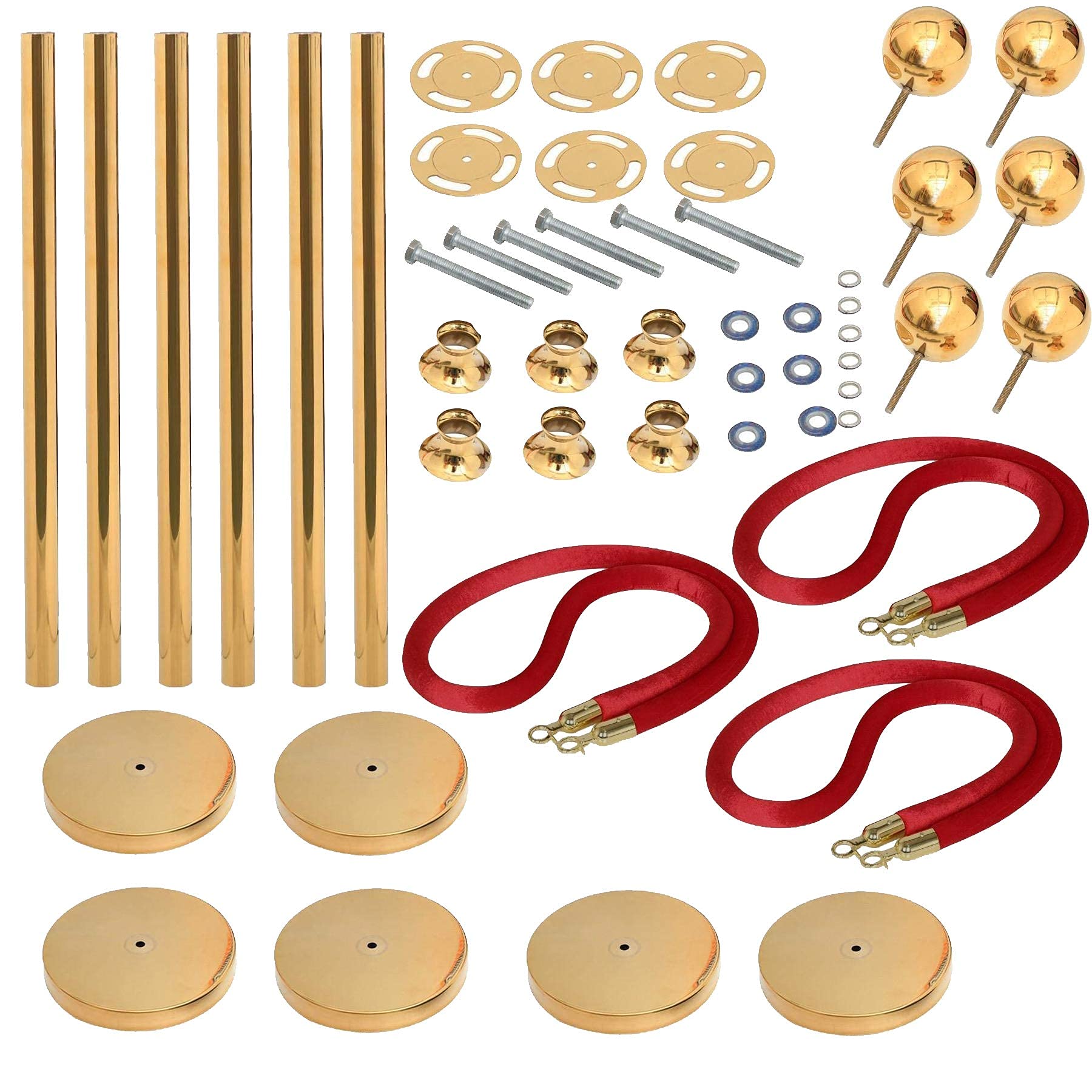 Snapklik.com : Gold Stanchion Set 6PCS, Stanchion Posts Queue Pole 5Ft ...