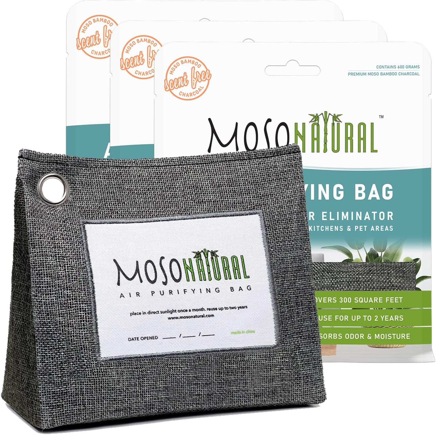 Amazon.com: Breathe Green Bamboo Charcoal Bags Odor Absorber (3-Pack ...