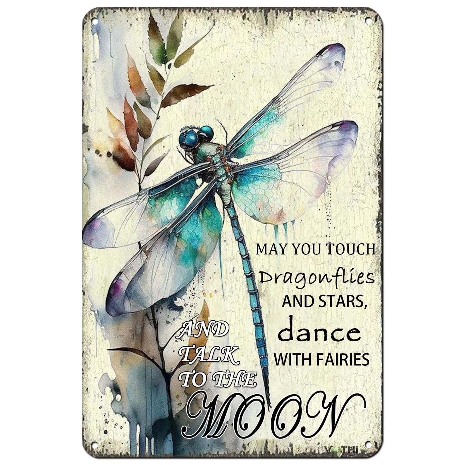 Amazon.com: VOTHI Funny Vintage Dragonfly Sign May You Touch ...