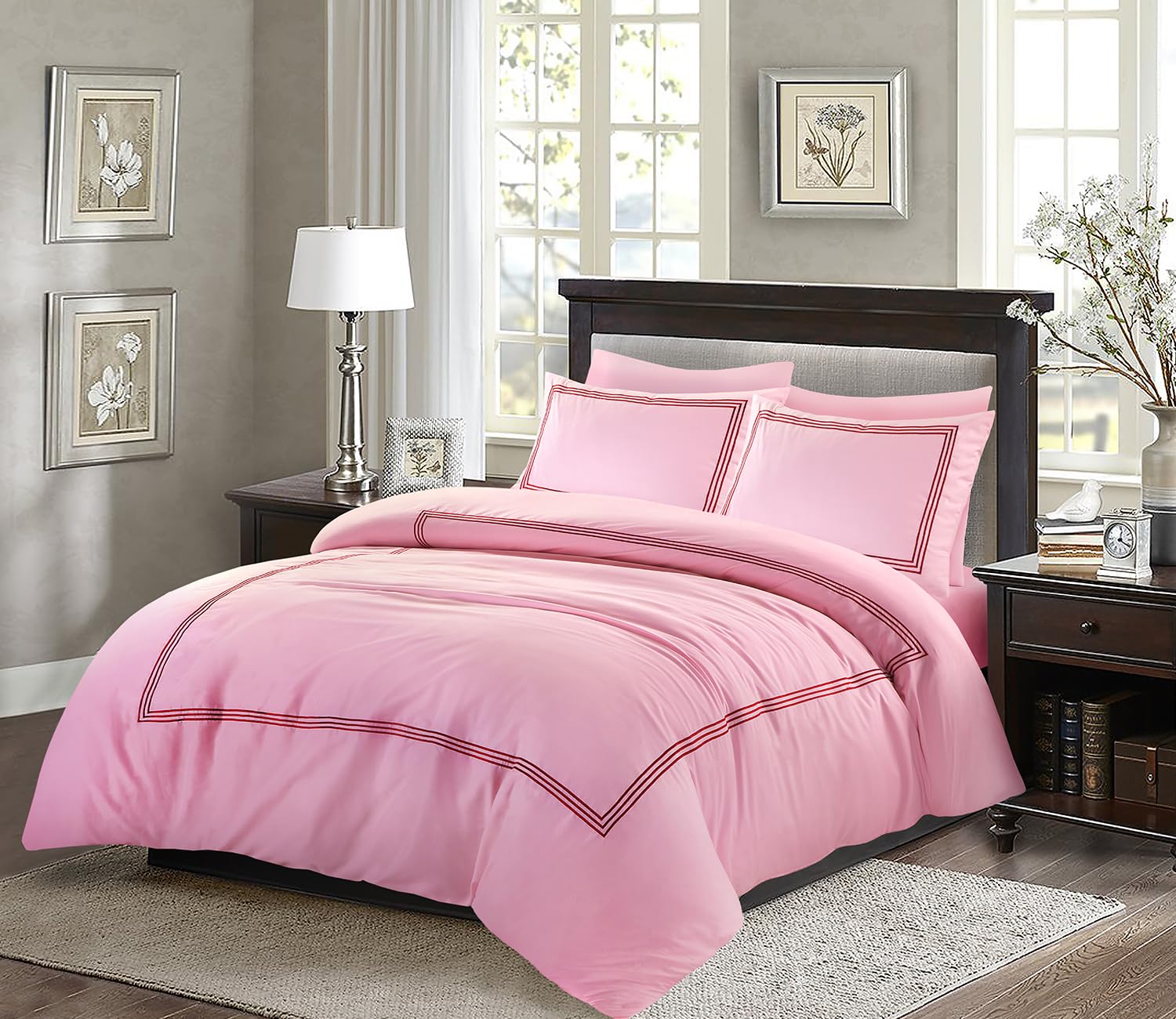 Tamor® Embroided Baratta Stitch Duvet Cover Set with Matching ...
