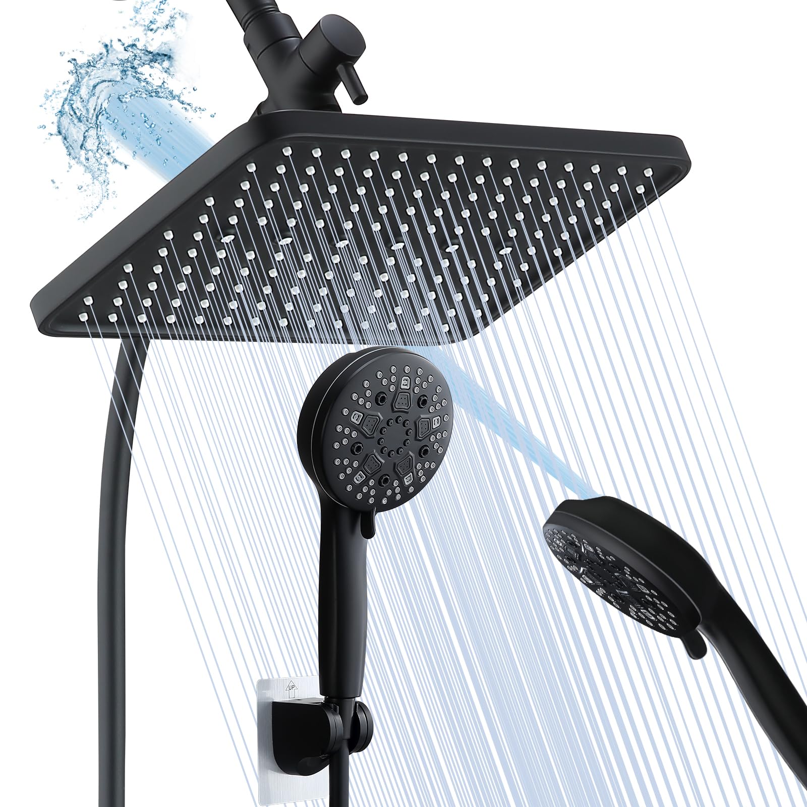 BSTHAONE 12 Inch High Pressure Rainfall Shower Head, 9 Modes Handheld ...