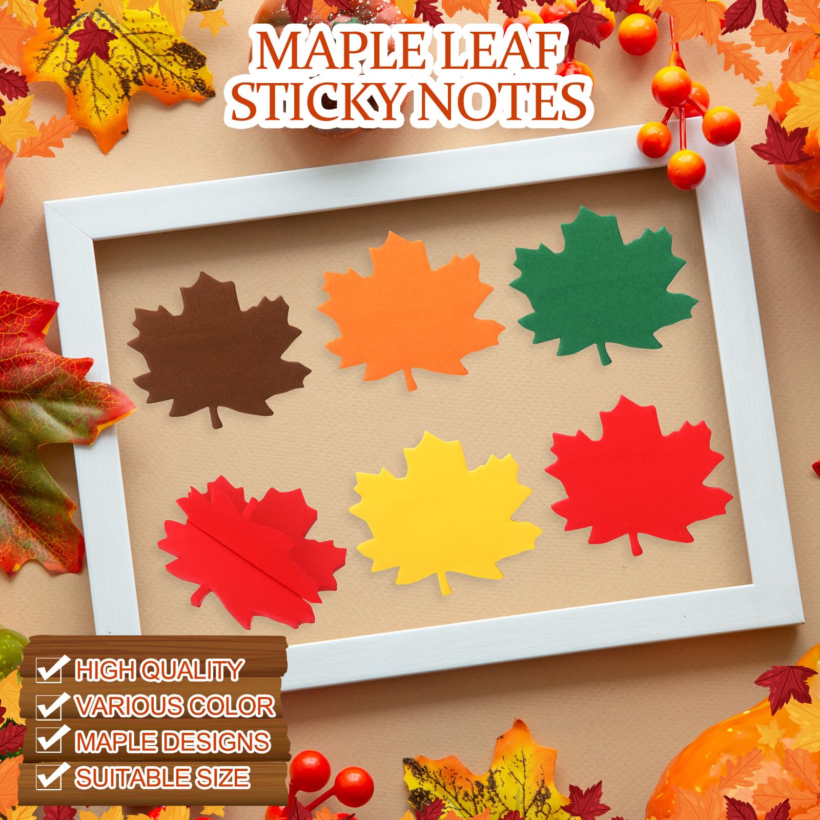 Fall Post It Notes 1500 Pcs Fall Thanksgiving Sticky Notes - 5 Color ...