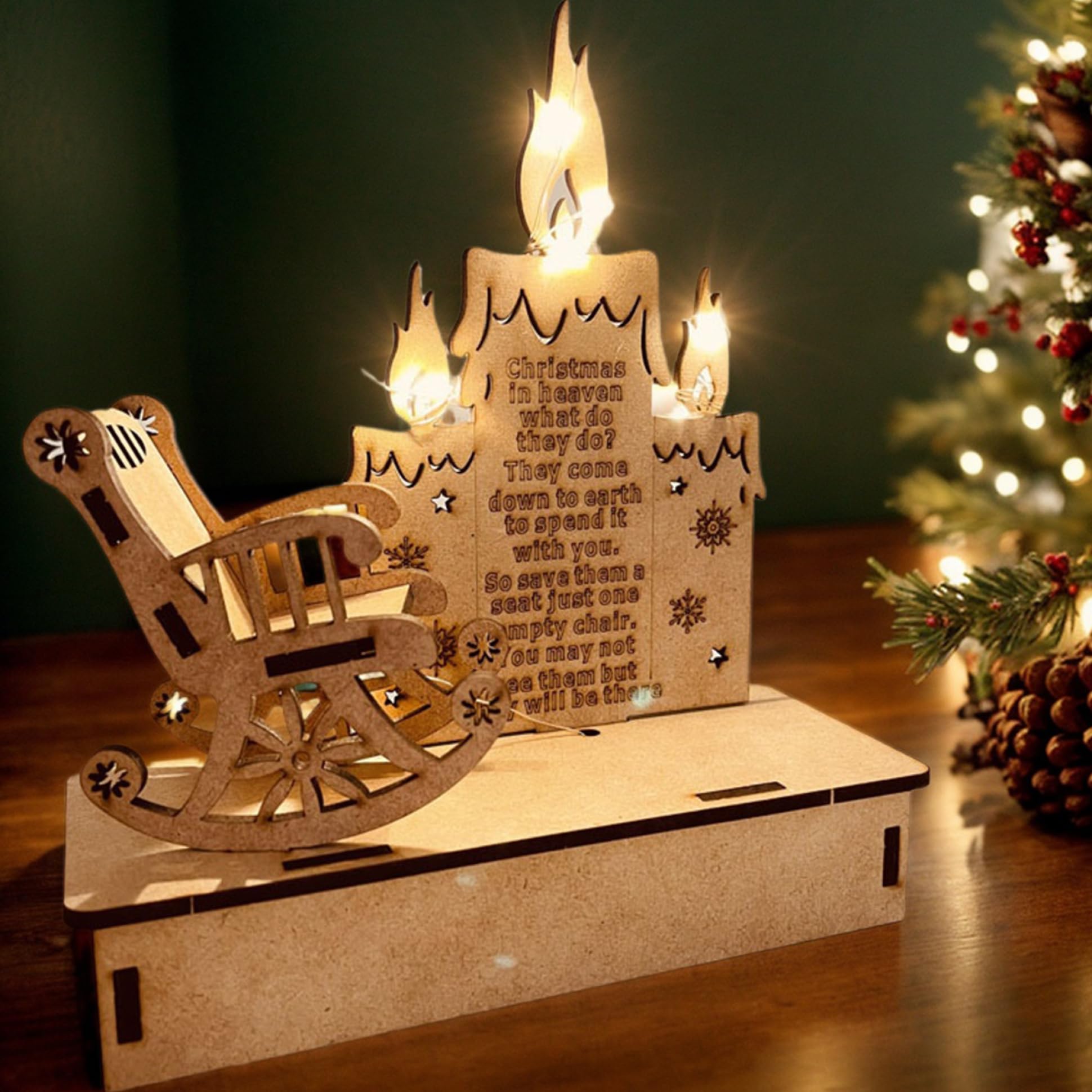 Amazon.com: Christmas in Heaven Chair with USB Light Wooden Mini ...